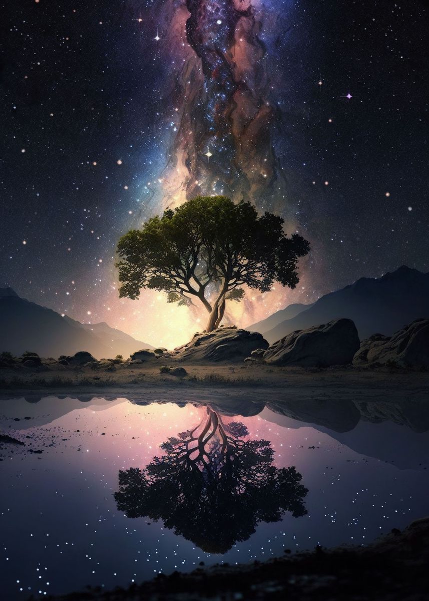 'galaxies reflection' Poster, picture, metal print, paint by NapArt ...