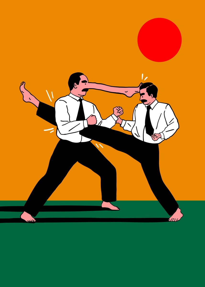 'Kick head' Poster, picture, metal print, paint by Selja Cute | Displate