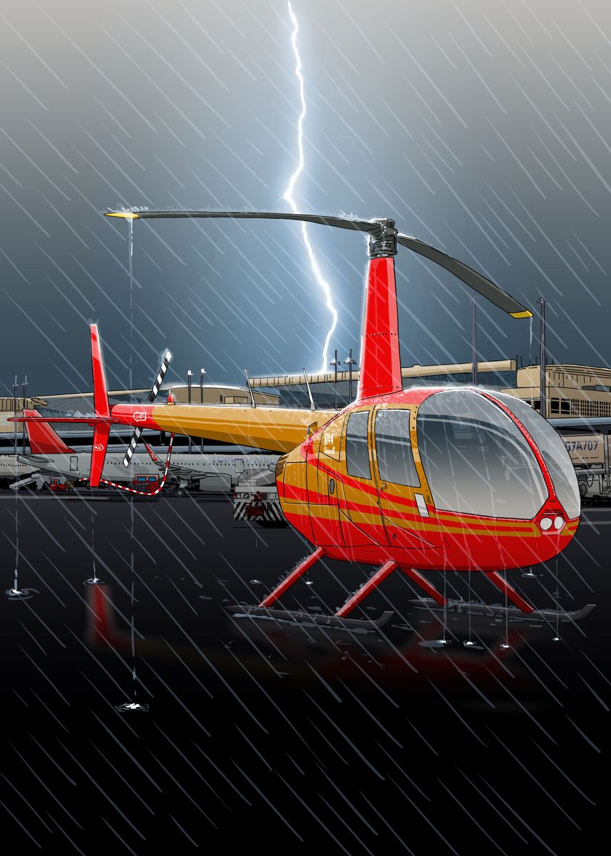 'Robinson R44' Poster, picture, metal print, paint by ND Fat | Displate