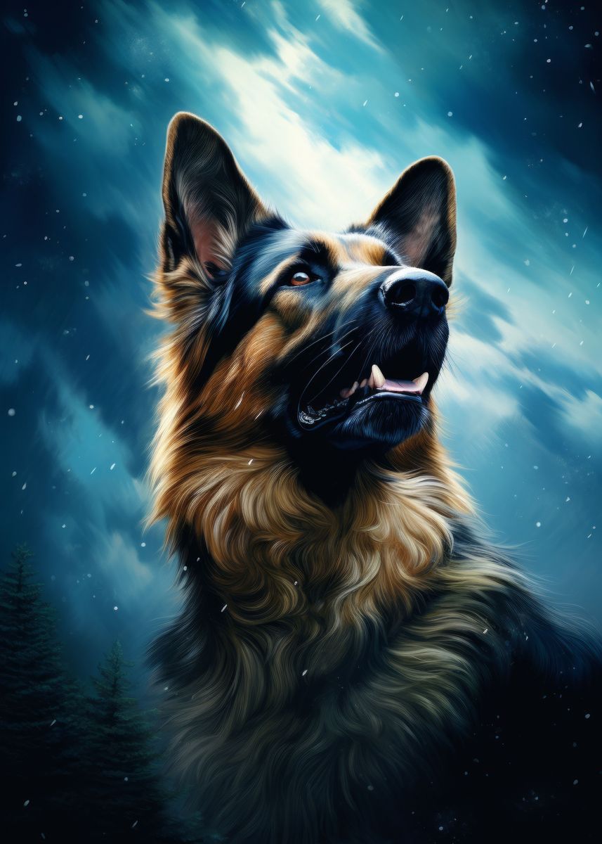 'German Shepherd Dog' Poster, picture, metal print, paint by Alisson ...