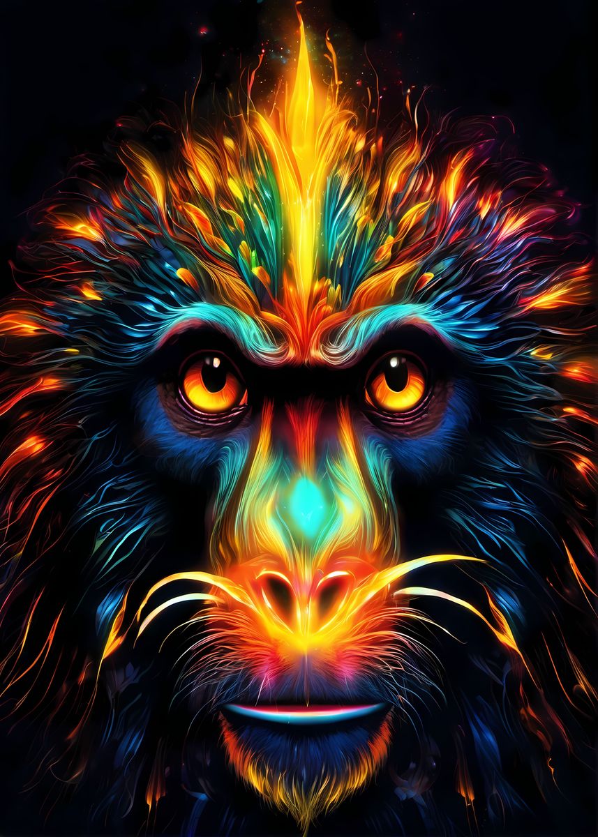 'Magic Realism Baboon' Poster, picture, metal print, paint by Trending ...