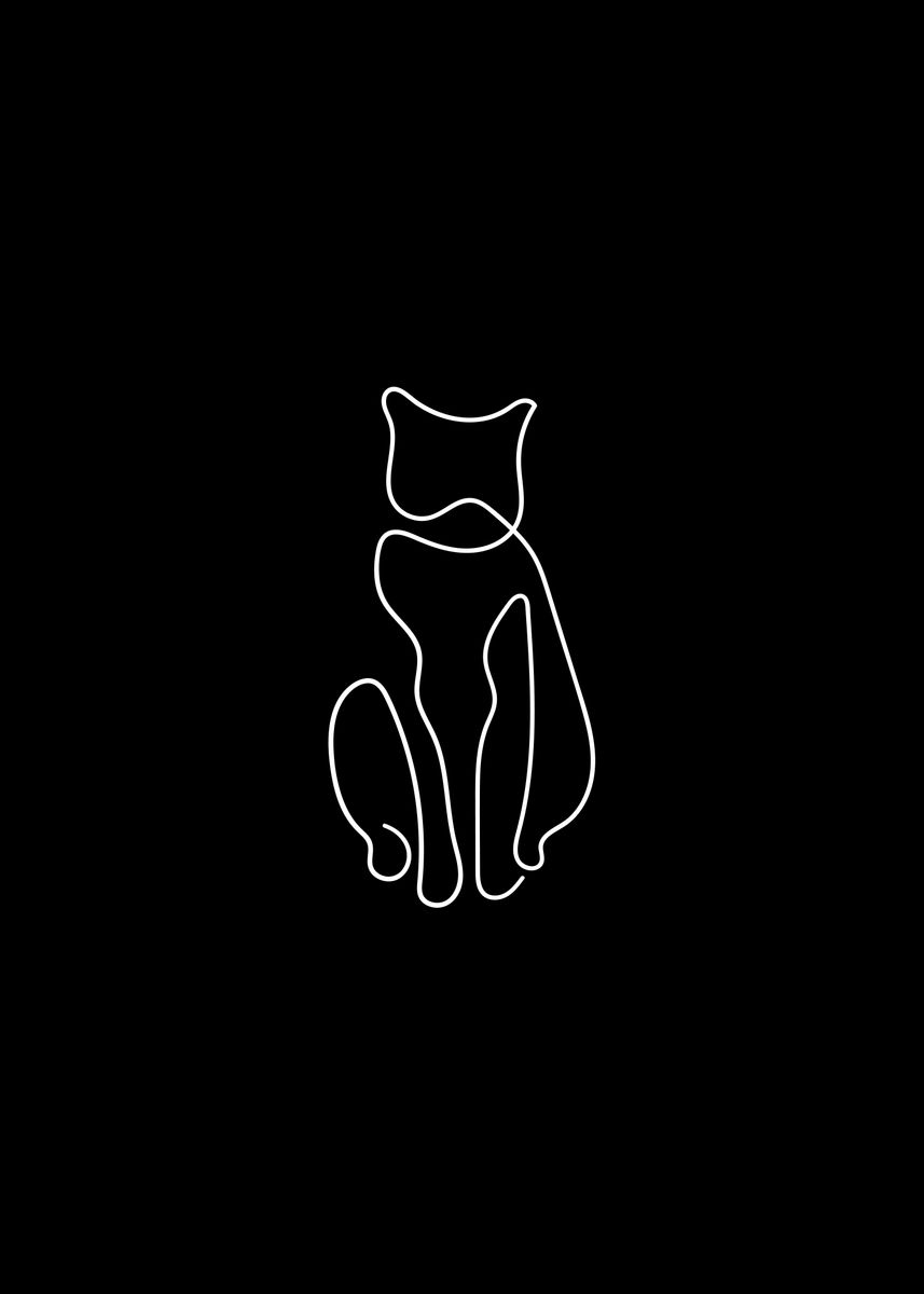 'Minimal Cat Line Art' Poster, picture, metal print, paint by Rubina ...
