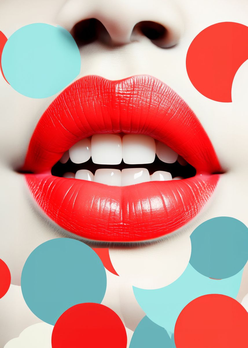 'Red Lips' Poster, picture, metal print, paint by urbanbuzz | Displate