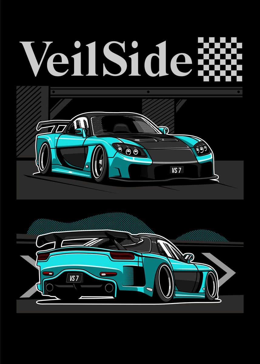 'Mazda RX 7 Veilside FD3S' Poster, picture, metal print, paint by Heru ...