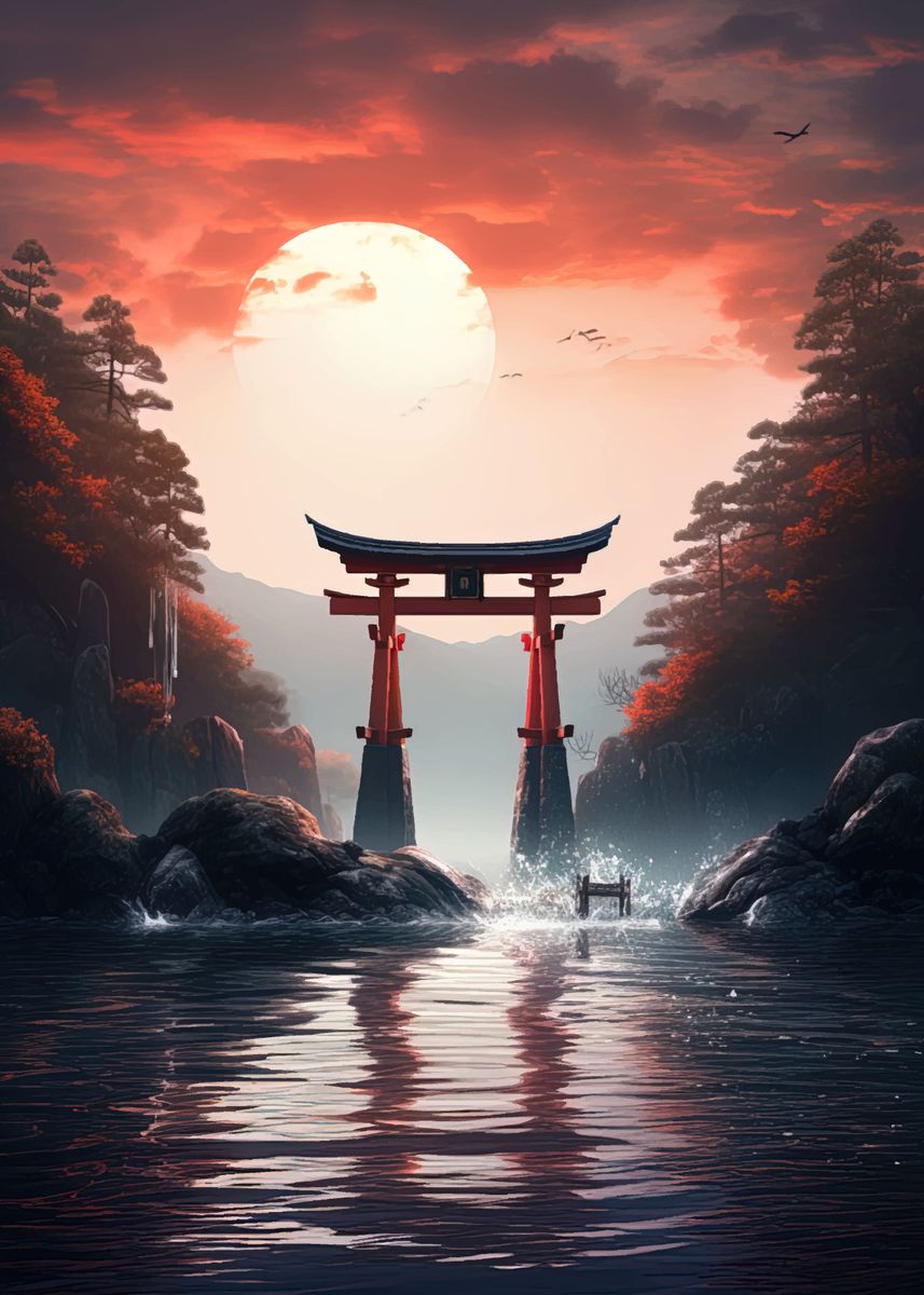 'japanese torii gate' Poster, picture, metal print, paint by Demon Slayer Kimetsu No Yaiba ...