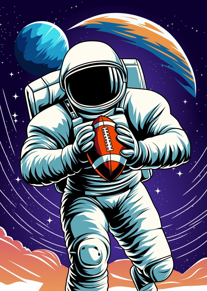 'Astro American Football' Poster, picture, metal print, paint by ...