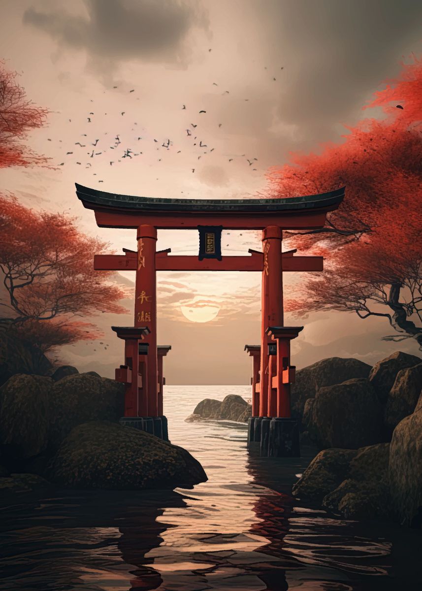 'japanese torii gate' Poster, picture, metal print, paint by Demon Slayer Kimetsu No Yaiba ...