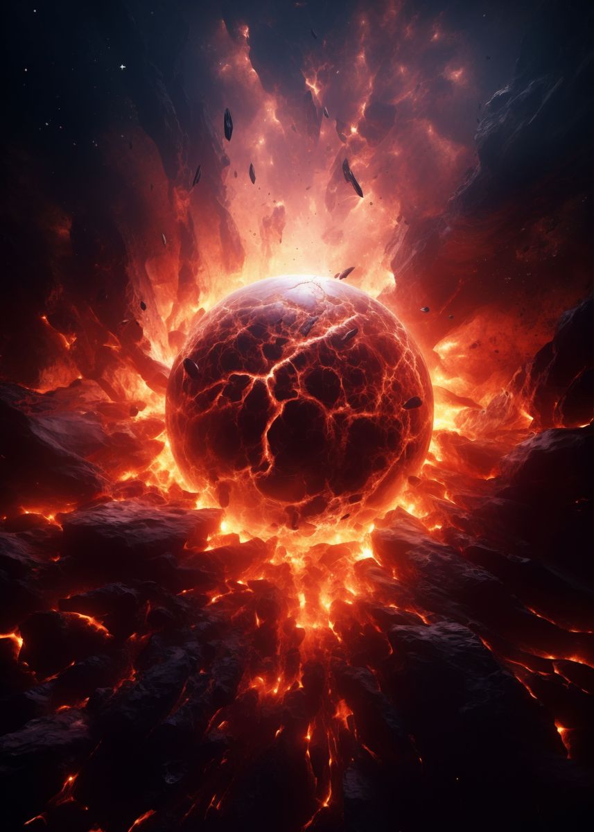 'Burning Metorite' Poster, picture, metal print, paint by Cybronauts ...