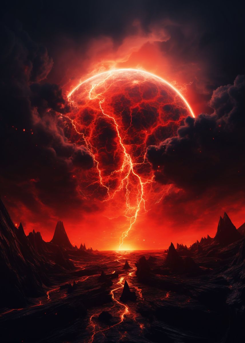 'Sun Explode' Poster, picture, metal print, paint by Cybronauts | Displate