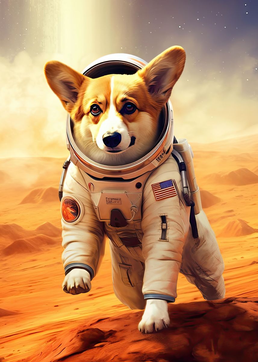 'Corgi Mars' Poster, picture, metal print, paint by PetPrints | Displate