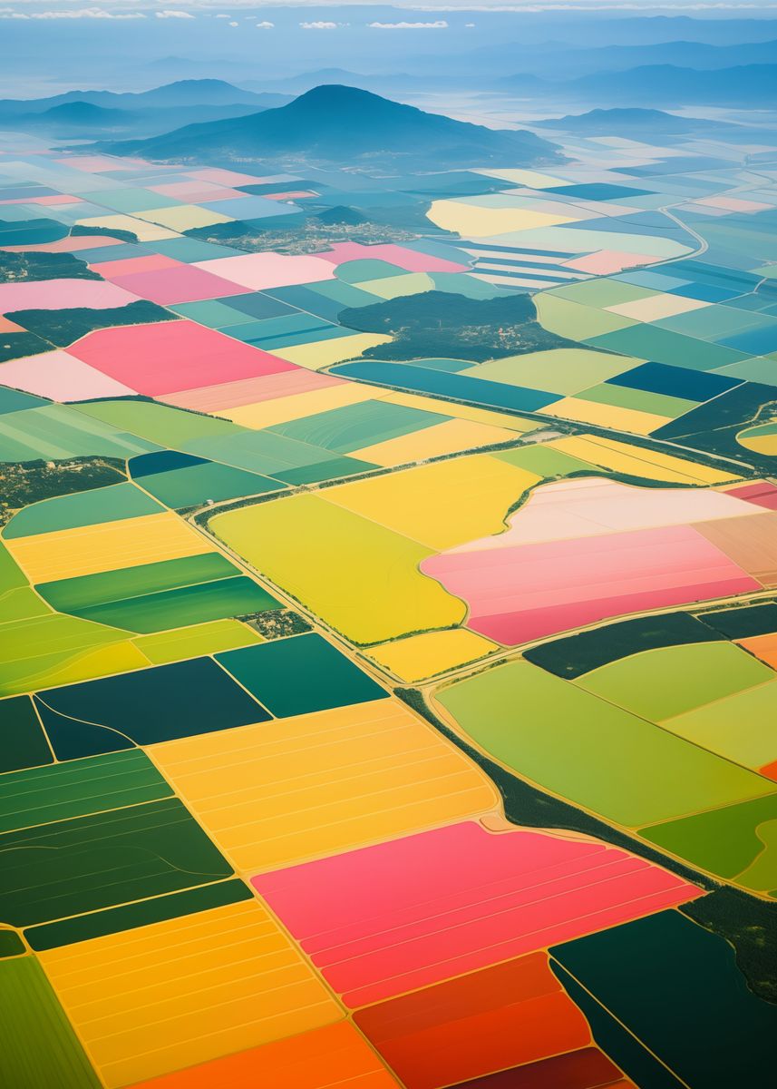 'Colorful Crop Fields' Poster, picture, metal print, paint by Akaiji ...