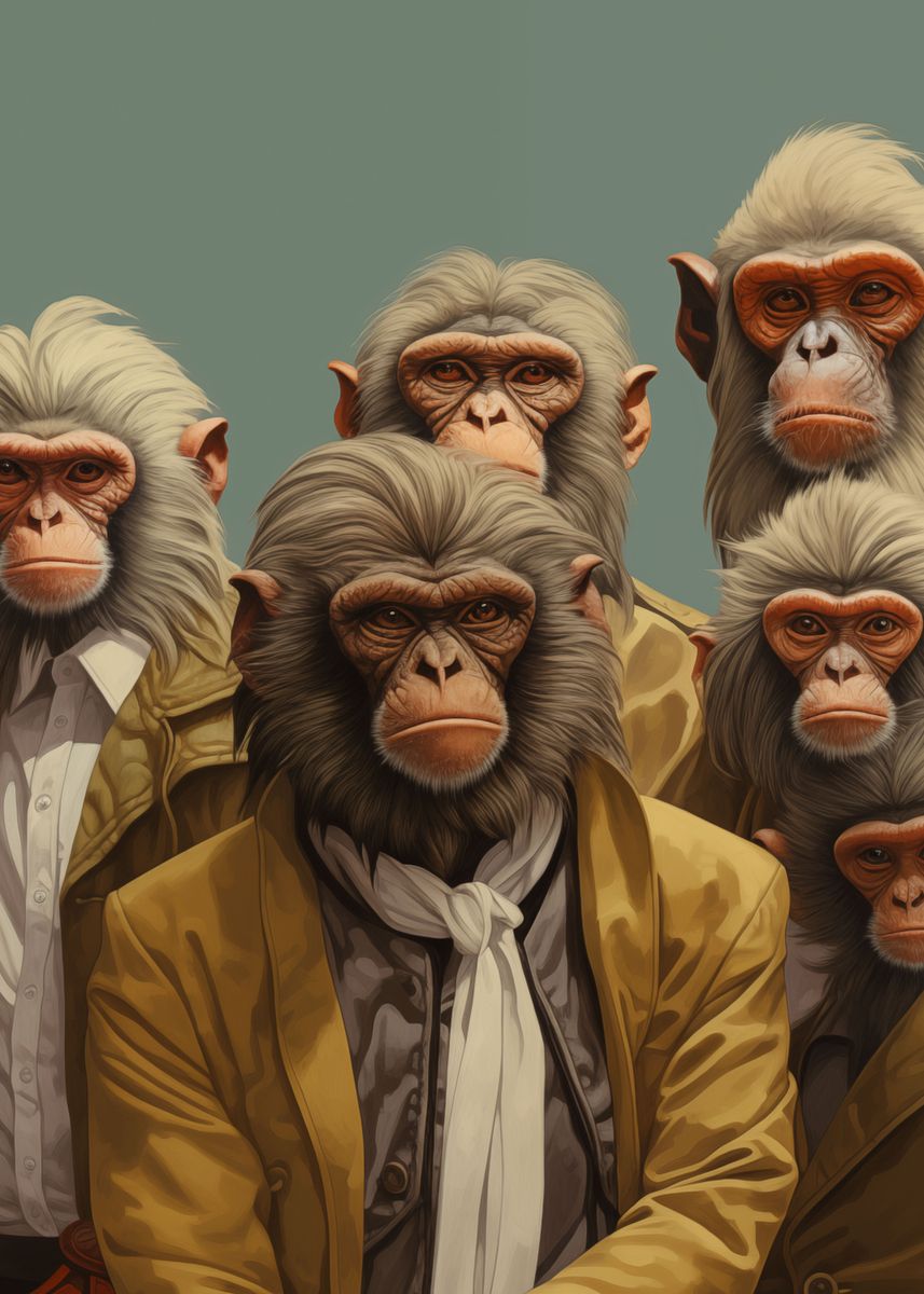 'Monkey Gang' Poster, picture, metal print, paint by Swagrid | Displate