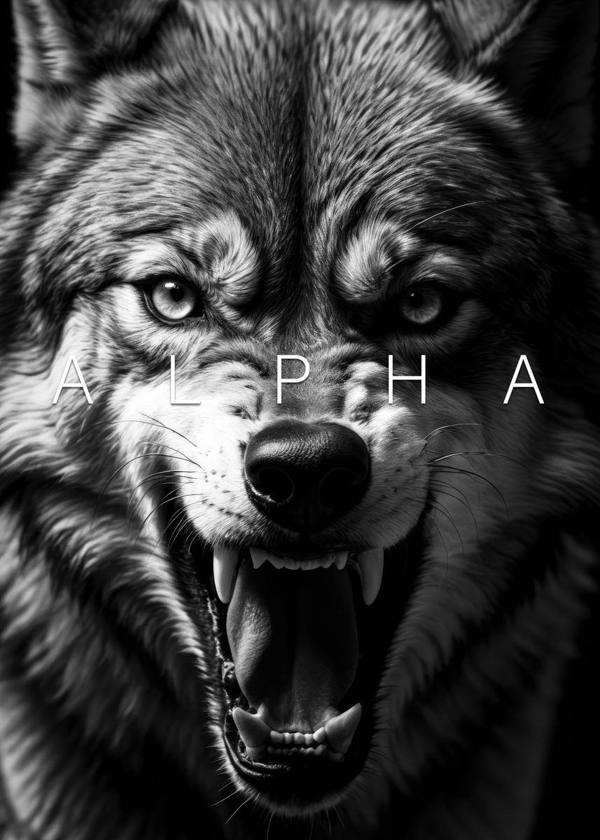 'alpha wolf motivational ' Poster, picture, metal print, paint by mk ...