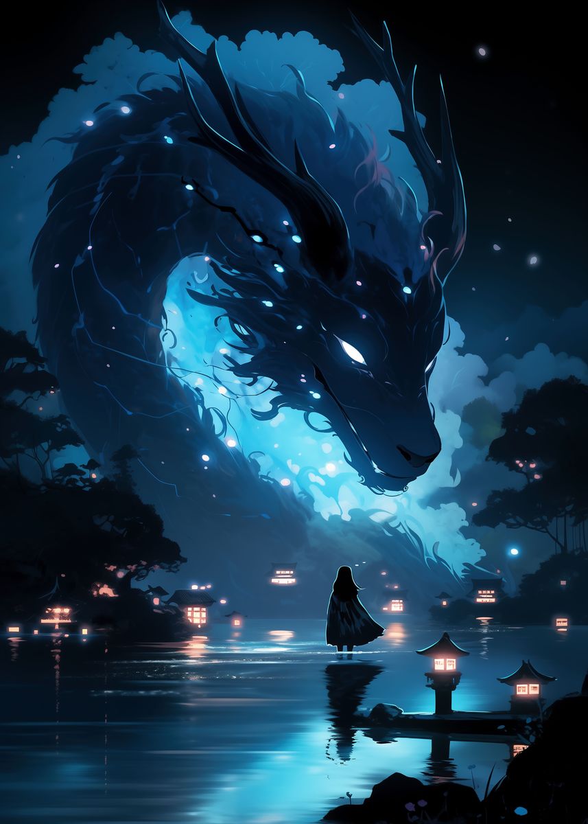 'Starry Dragon' Poster, picture, metal print, paint by Fox FX | Displate