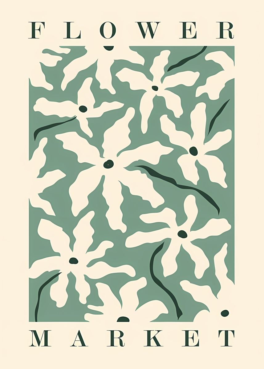 'Flower market Sage green' Poster, picture, metal print, paint by ...