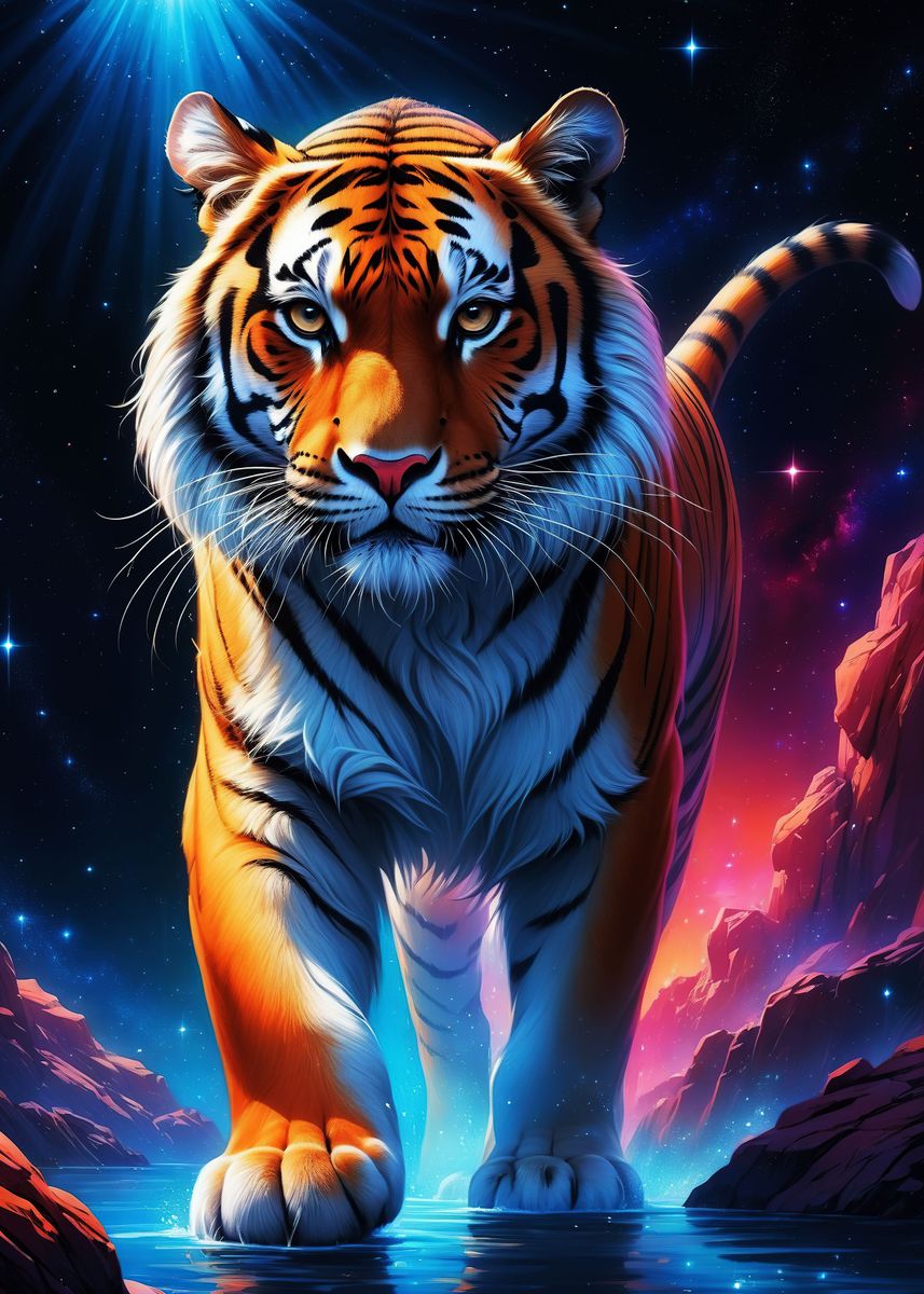 'green forest tiger' Poster, picture, metal print, paint by QTK Design ...