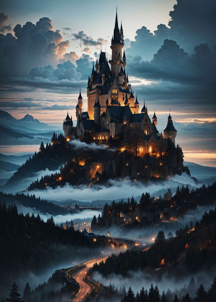 'Spooky castle' Poster, picture, metal print, paint by QTK Design ...