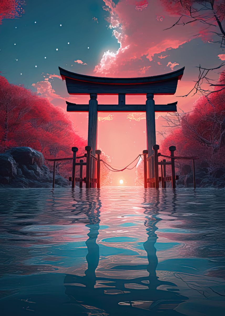 'japanese torii gate' Poster, picture, metal print, paint by Demon ...