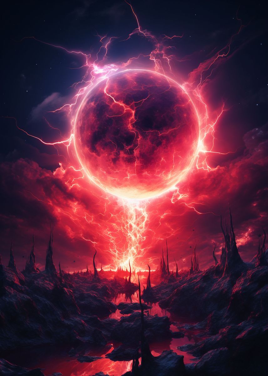 'Exploding Moon' Poster, picture, metal print, paint by Cybronauts ...