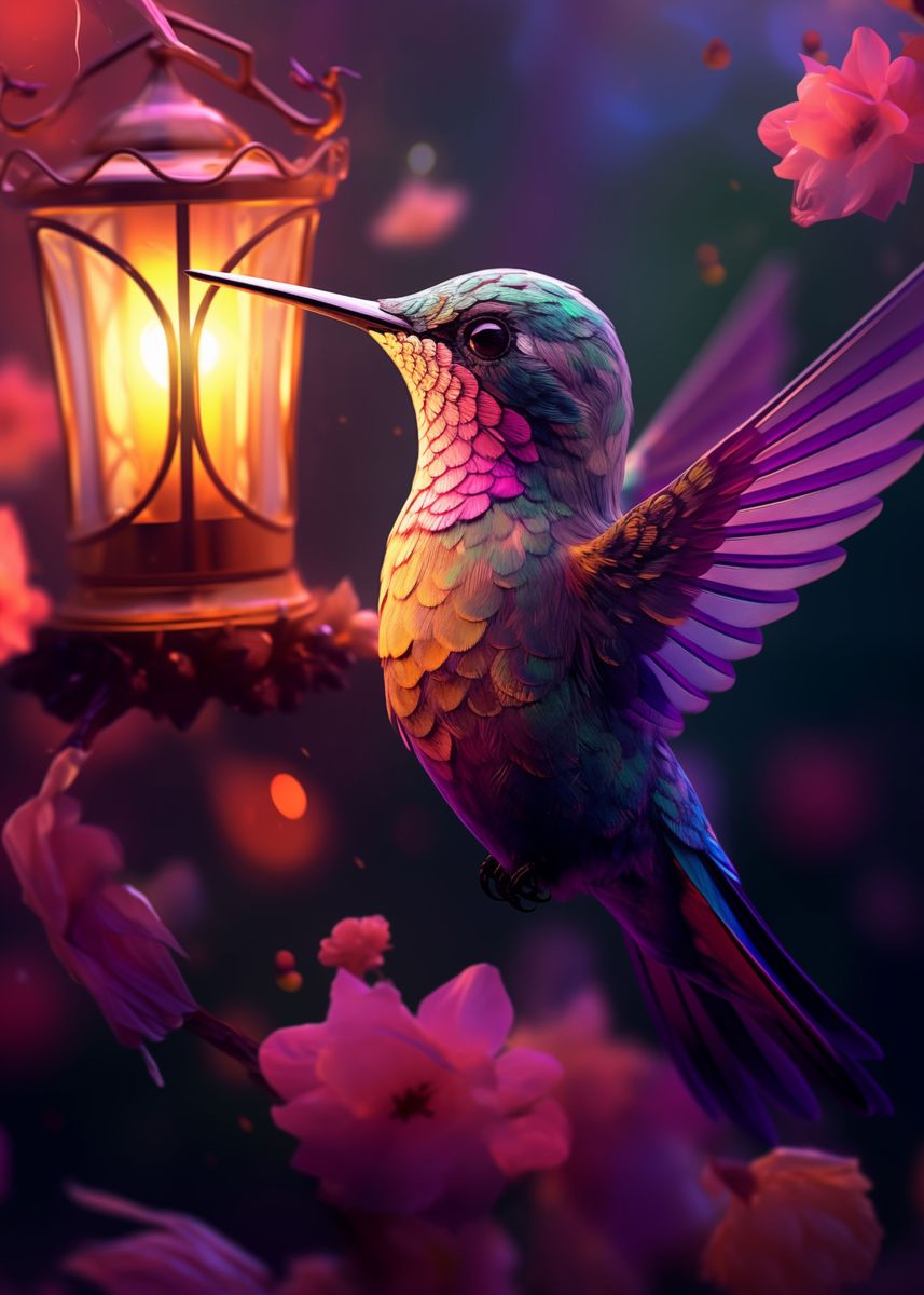 'Hummingbird pink' Poster, picture, metal print, paint by Tieu Long ...