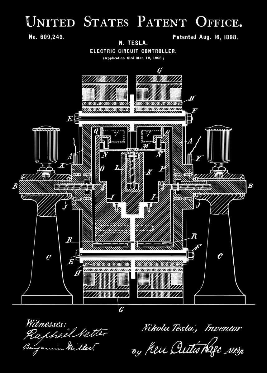 'ELECTRIC CIRCUIT patent' Poster, picture, metal print, paint by Sam ...