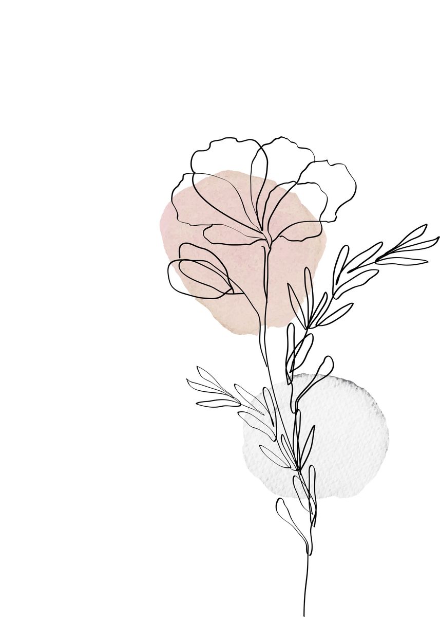 'Flower minimal modern art' Poster, picture, metal print, paint by ...