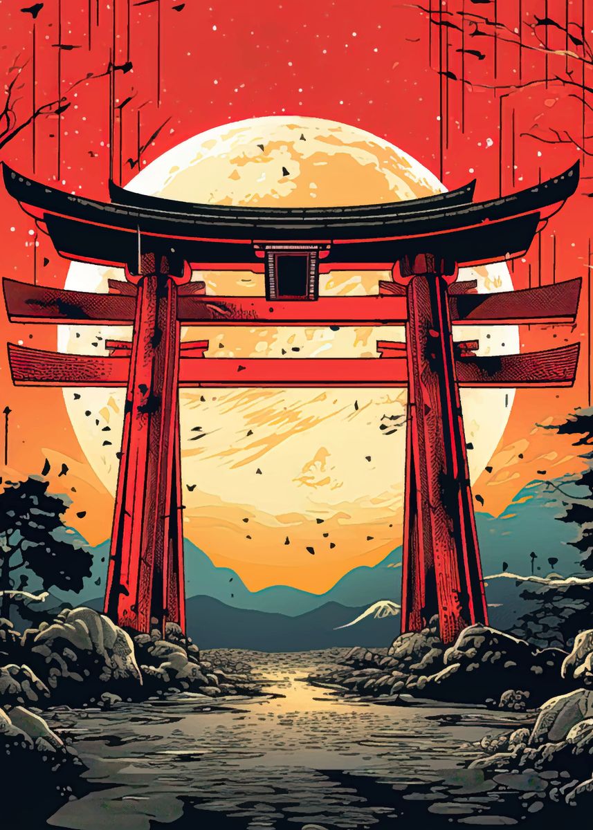 'japanese torii gate' Poster, picture, metal print, paint by Demon ...