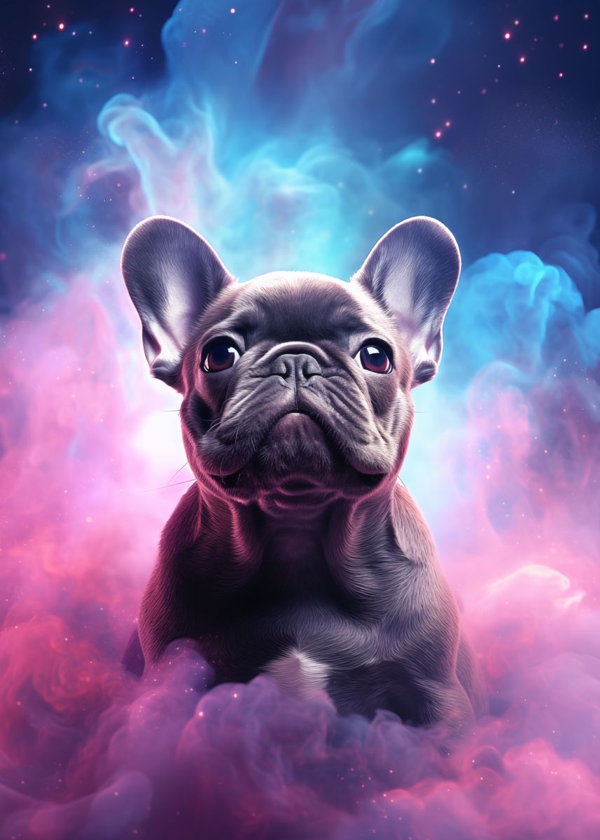 'Frenchie galaxy' Poster, picture, metal print, paint by Vitaliy ...