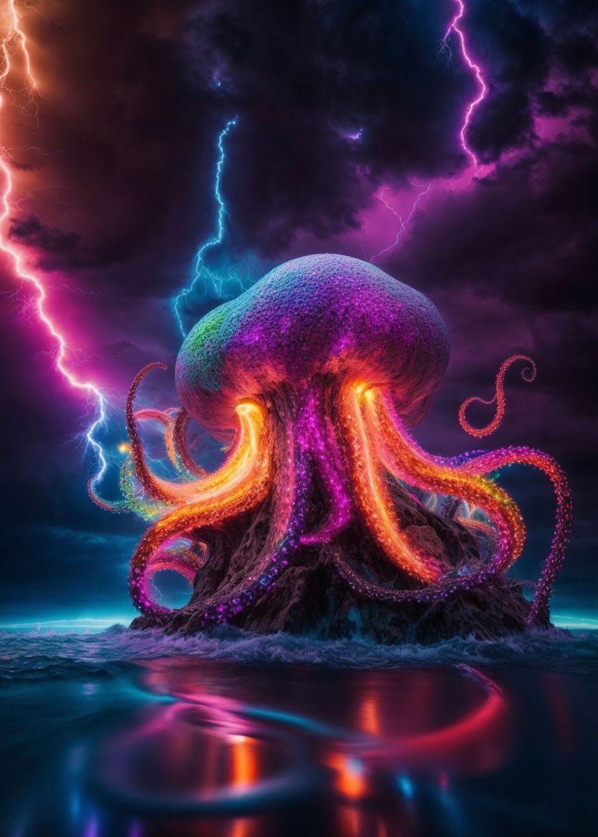 'magical octopus rainbow' Poster, picture, metal print, paint by Green ...