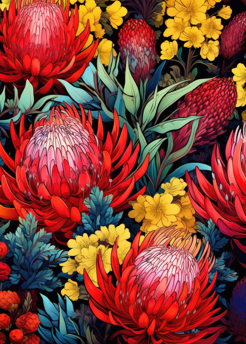 'Australian native flowers' Poster, picture, metal print, paint by ...