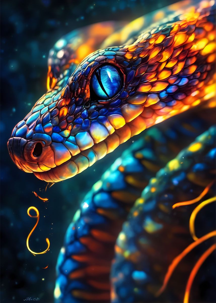'Magic Realism Snake' Poster, picture, metal print, paint by Trending ...