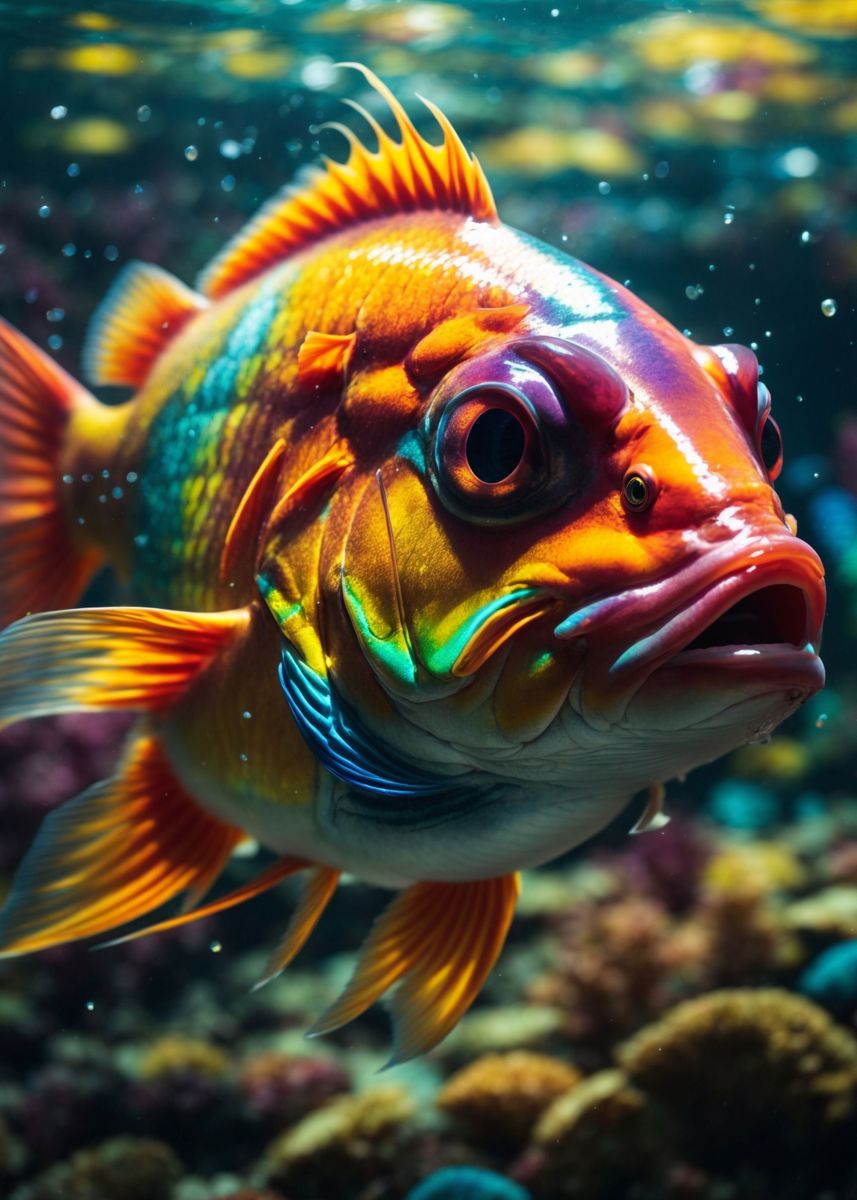 'rainbow color fish' Poster, picture, metal print, paint by Green ...