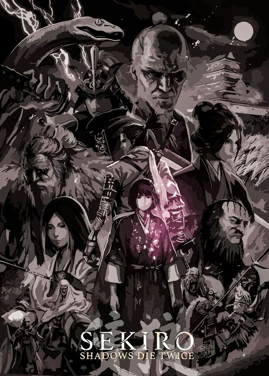 'Samurai Sekiro shadow' Poster, picture, metal print, paint by AkasiaAimee | Displate