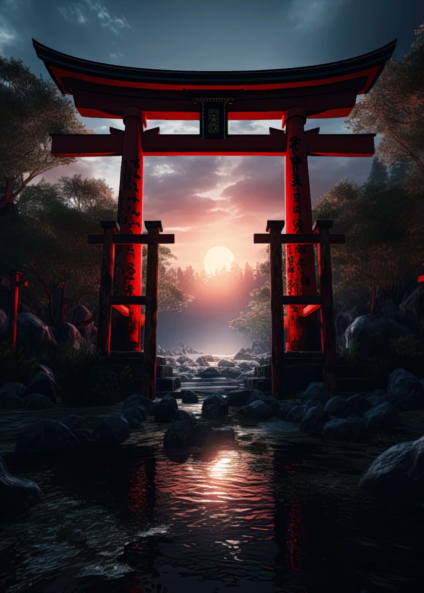 'japanese torii gate' Poster, picture, metal print, paint by Demon ...