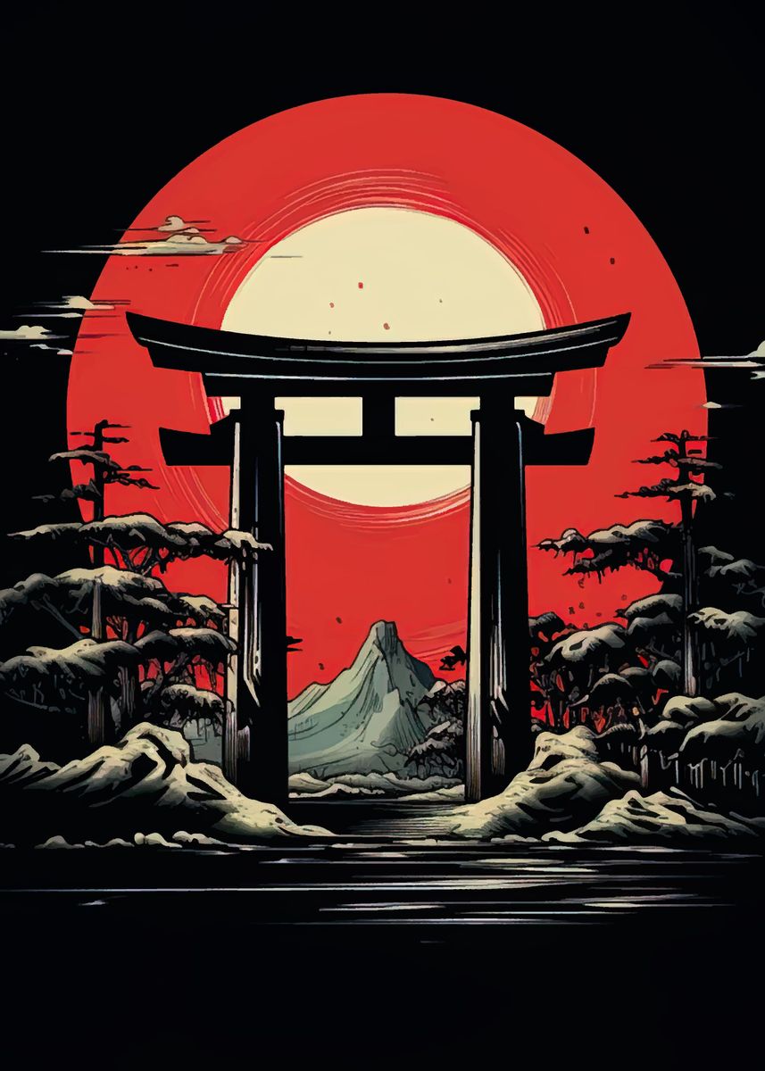 'japanese torii gate' Poster, picture, metal print, paint by Demon ...