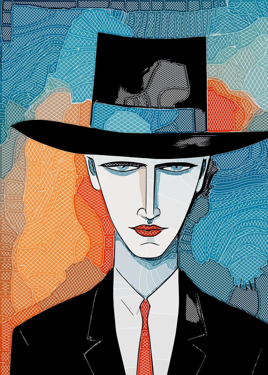'Geometric Man Portrait 6' Poster, picture, metal print, paint by 1x ...
