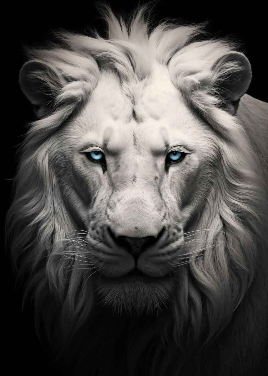 'white lion king' Poster, picture, metal print, paint by Adel S | Displate