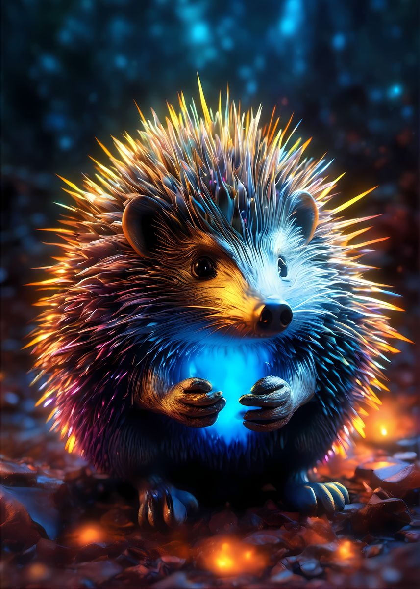 'Magic Realism Hedgehog ' Poster, picture, metal print, paint by ...