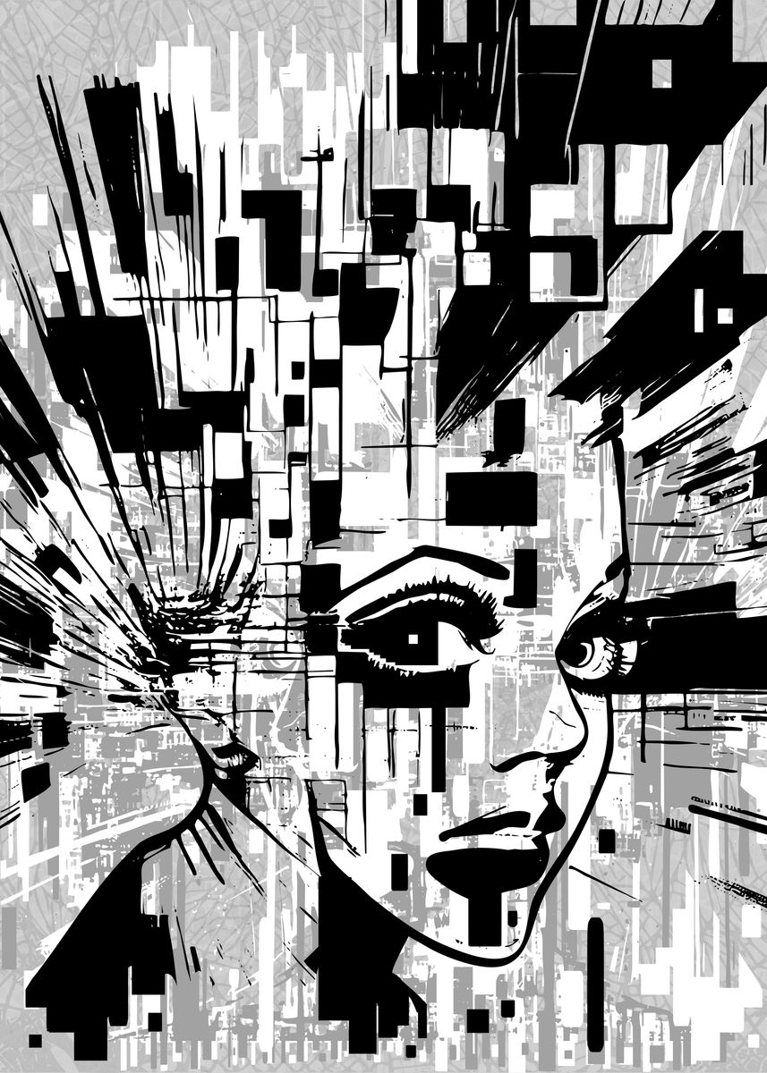 'Glitch Girls ' Poster, picture, metal print, paint by Ilya Danilov ...