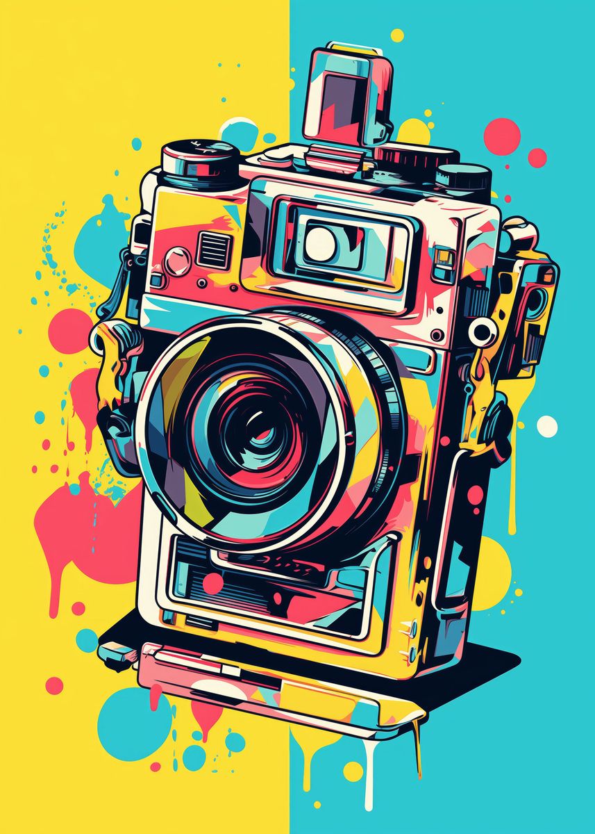 'Retro Camera' Poster, picture, metal print, paint by urbanbuzz | Displate