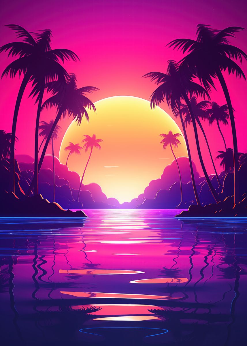 'Resonating Retro Waves ' Poster, picture, metal print, paint by ...