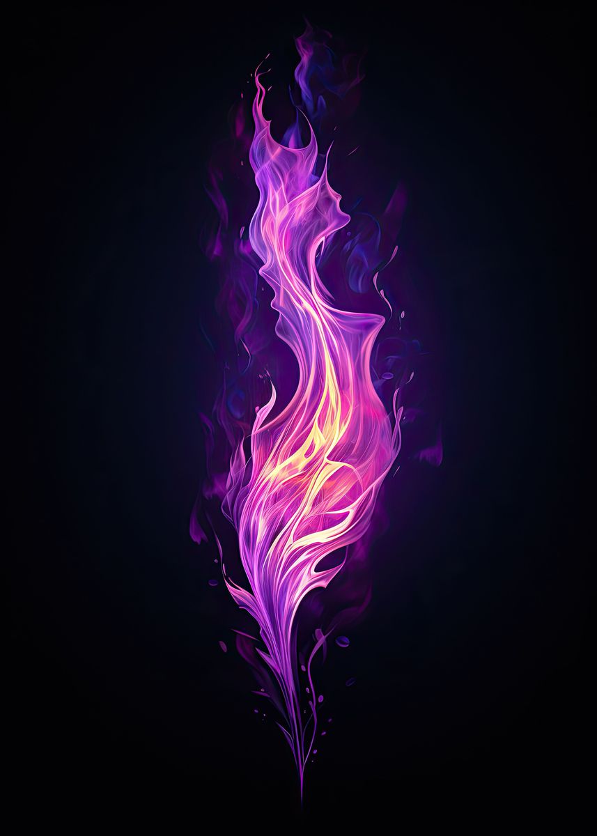 'Purple Flame' Poster, picture, metal print, paint by Jan | Displate