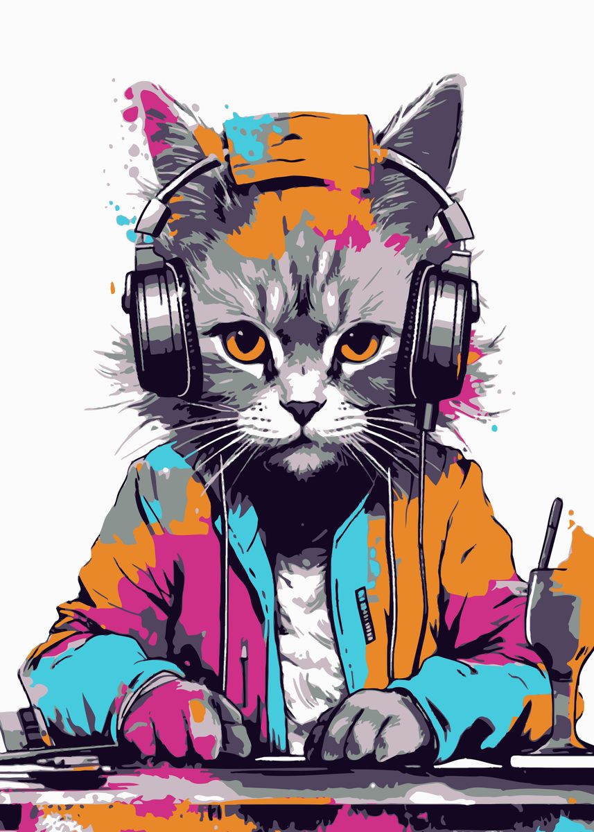 'Gaming Cat Pop Art' Poster, picture, metal print, paint by Animal ...
