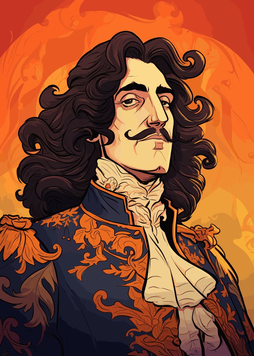 'Louis XIV King Cartoon' Poster, picture, metal print, paint by ...