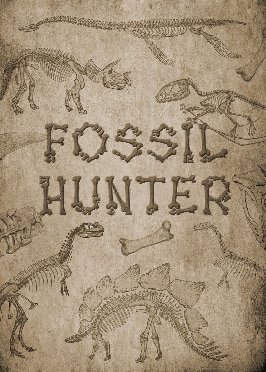 'Fossil Hunter Dinosaur' Poster, picture, metal print, paint by ...