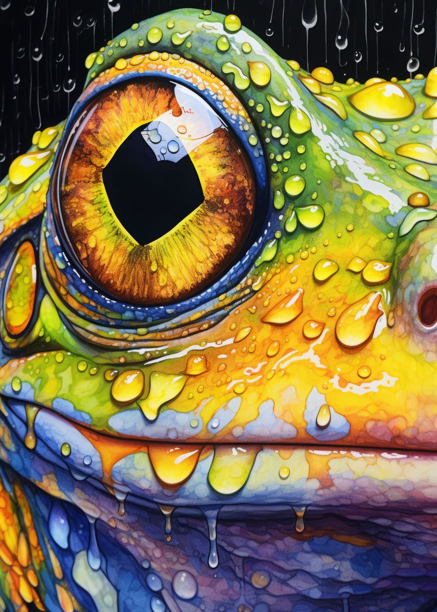 'Frog Close Up Portrait' Poster, picture, metal print, paint by Frank ...