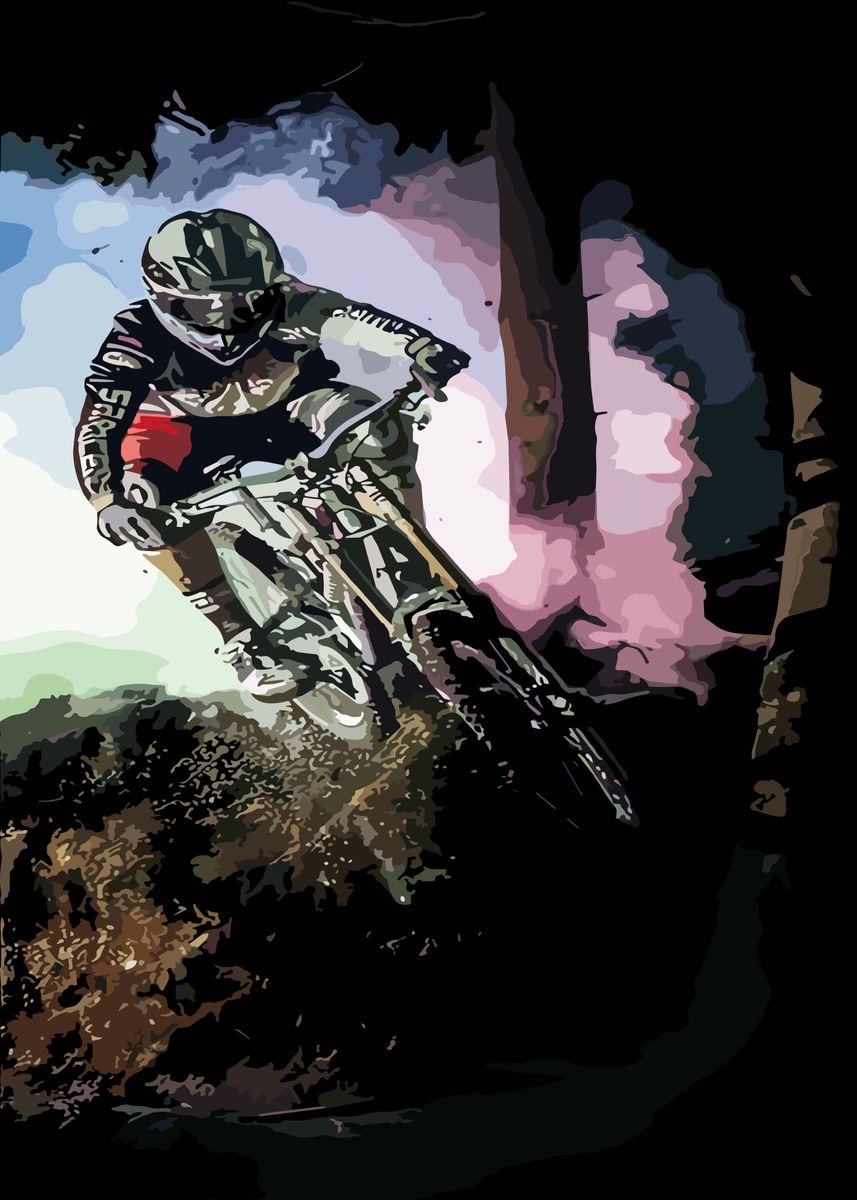 'downhill' Poster, picture, metal print, paint by Black And White Art ...