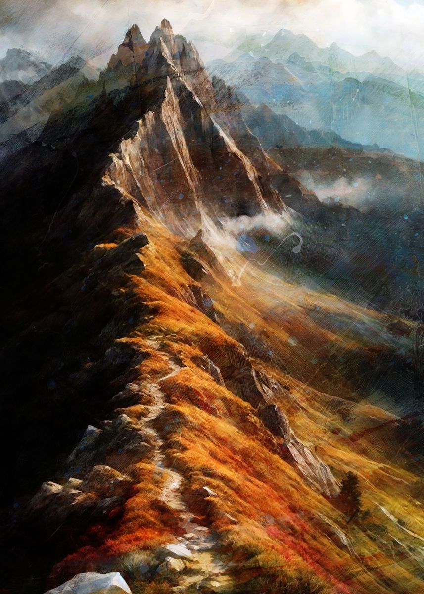 'Path Through the Mountains' Poster, picture, metal print, paint by ...