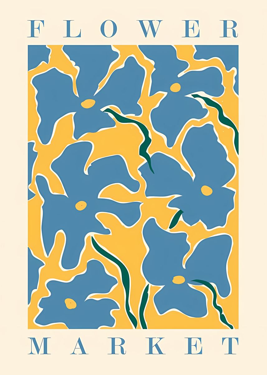 'Flower market Blue yellow' Poster, picture, metal print, paint by ...