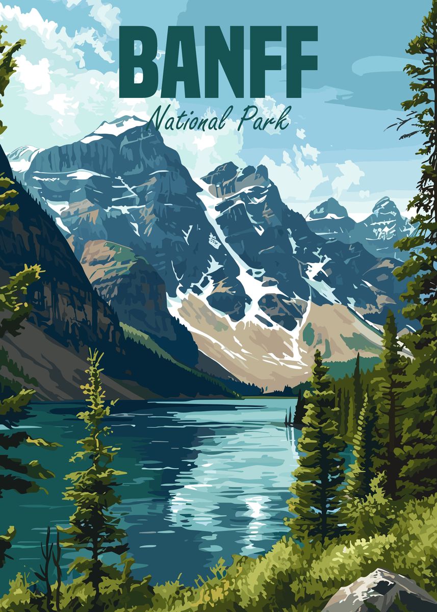 'Banff National Park' Poster, picture, metal print, paint by Mesh ...